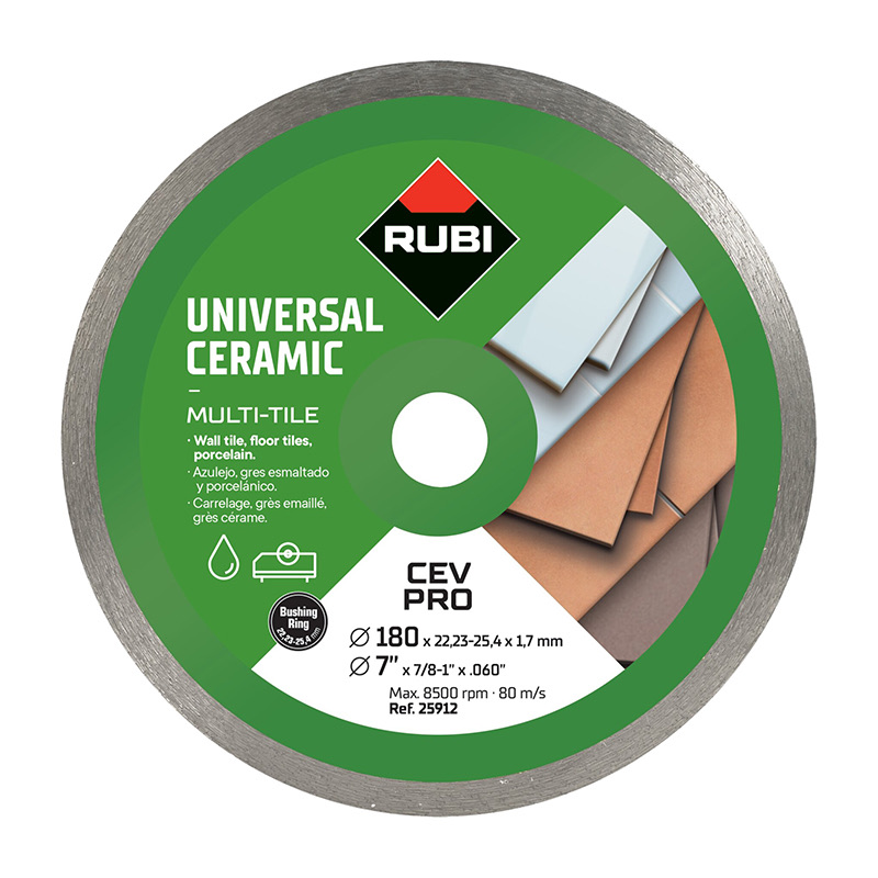 Disco Diamante Geral Crâmica Contínuo Cev 180MM - RUBI - 8413797259124