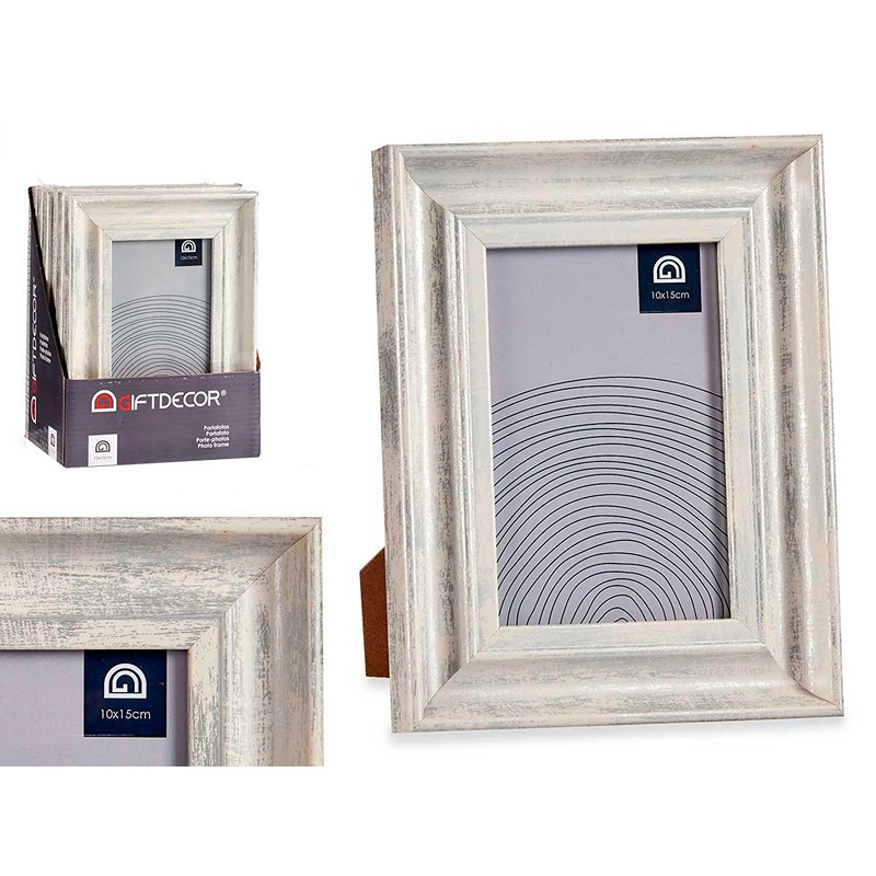 Moldura Natural Borda Prateada 10X15Cm - GIFTDECOR - 8430852165275